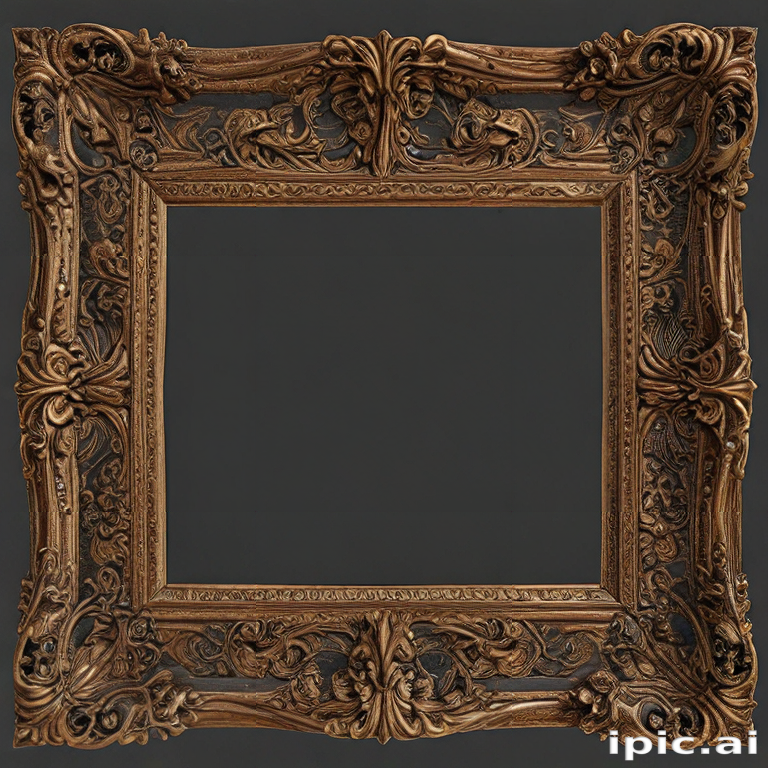 Elegant Ornate Frame with Intricate Floral Designs and Decorative Carvings
