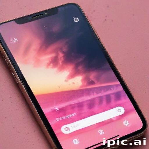 A Beautiful Phone Displaying a Stunning Sunset Over the Ocean.