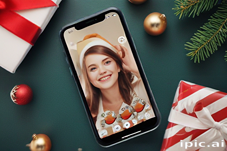 Festive Holiday Cheer: A Smiling Young Woman with Christmas Decorations