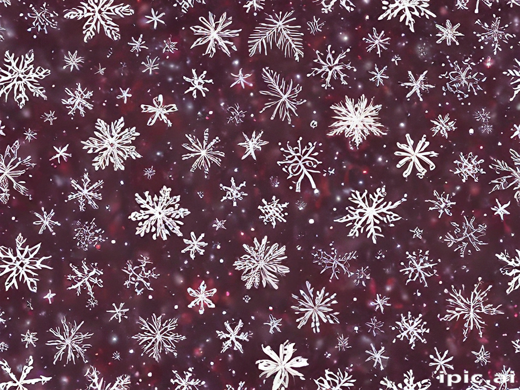 A Beautiful Array of Delicate Snowflakes Against a Deep Maroon Background.