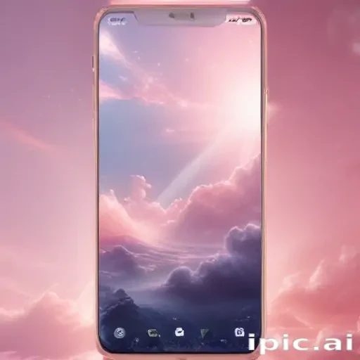 Serene Pink Sky with Dreamy Clouds Displayed on a Smartphone Screen