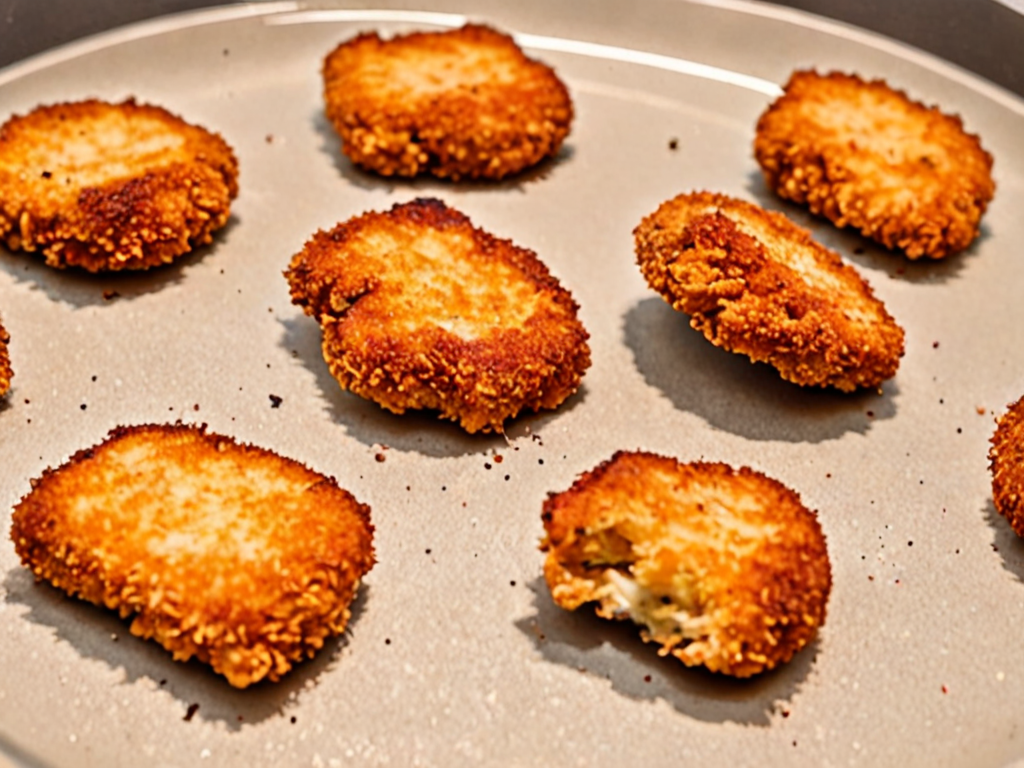 chicken nuggets that have gotten burnt more burnt
