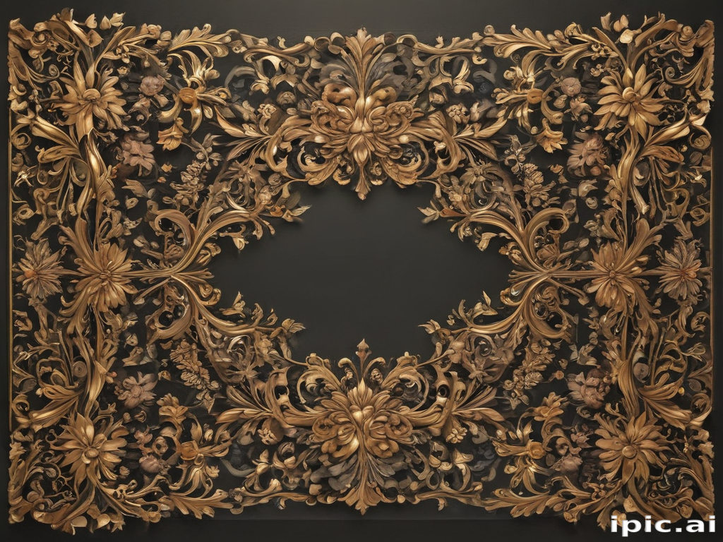 Intricately Designed Ornate Frame Featuring Floral Patterns and Elegant ...