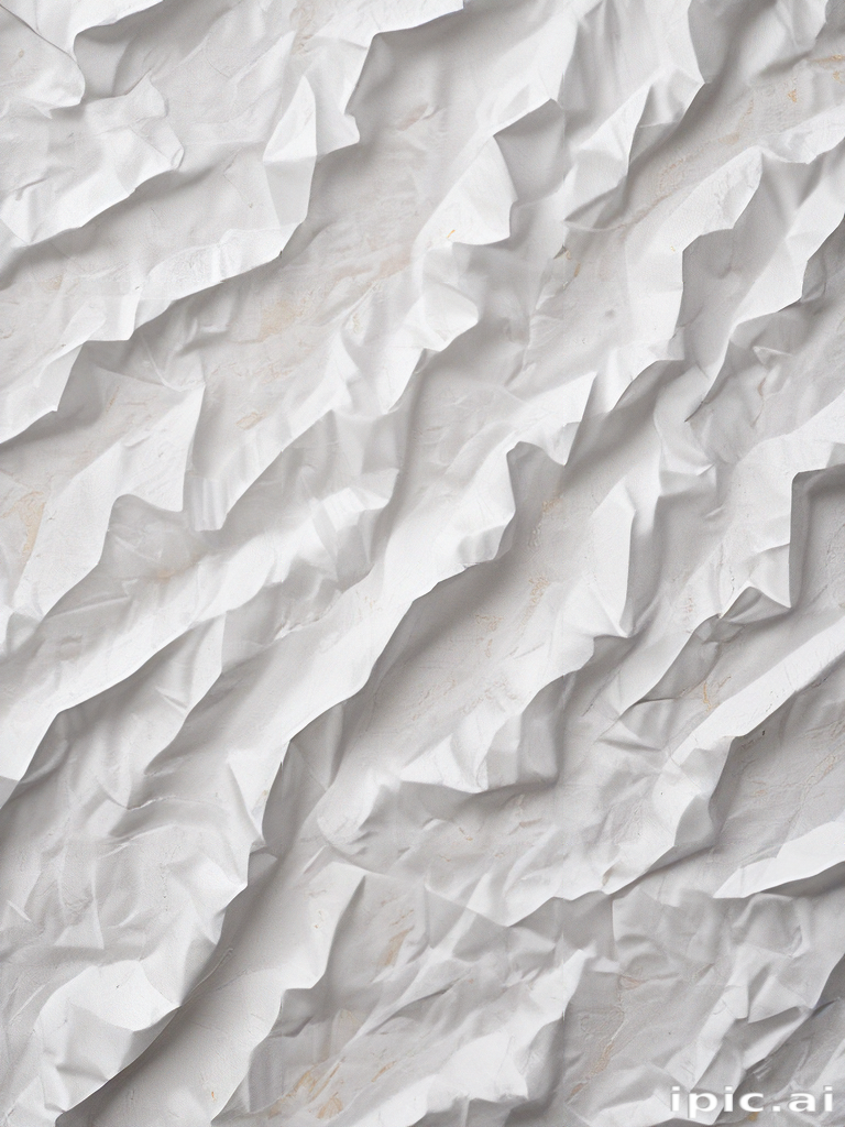 Textured White Paper with Intricate Creases and Crumpled Surface Patterns