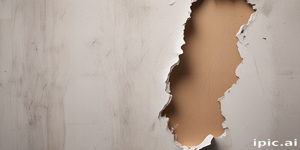 Close-Up of a Damaged Wall Showing a Large Tear and Exposed Material