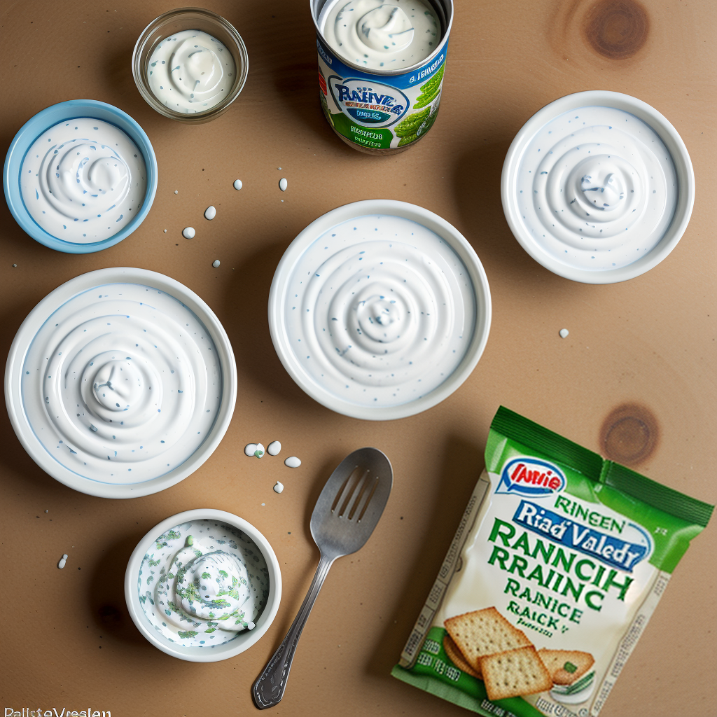 Delicious Hidden Valley Ranch Dressing Bottle Next to Creamy Dip Bowl