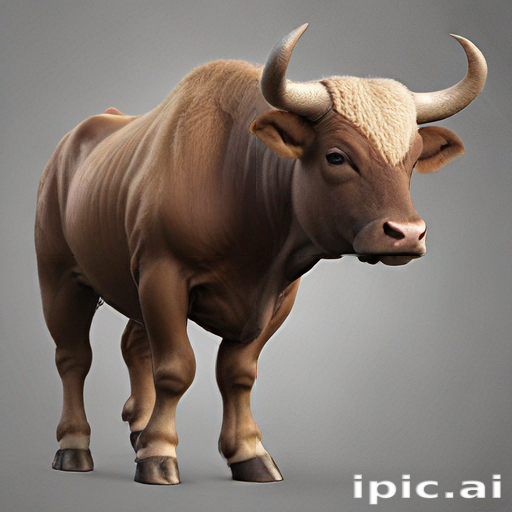 A Realistic 3D Render of a Brown Cow with Prominent Horns.