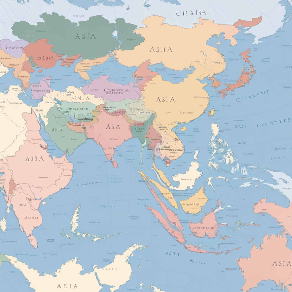A Detailed Political Map Illustrating the Diverse Regions of Asia.