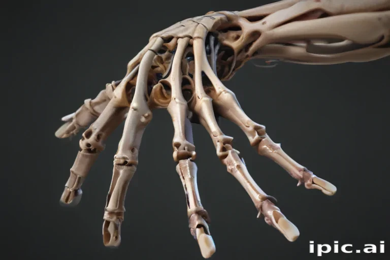 Detailed View of an Artistic Human Hand Skeleton Model Displaying Anatomy