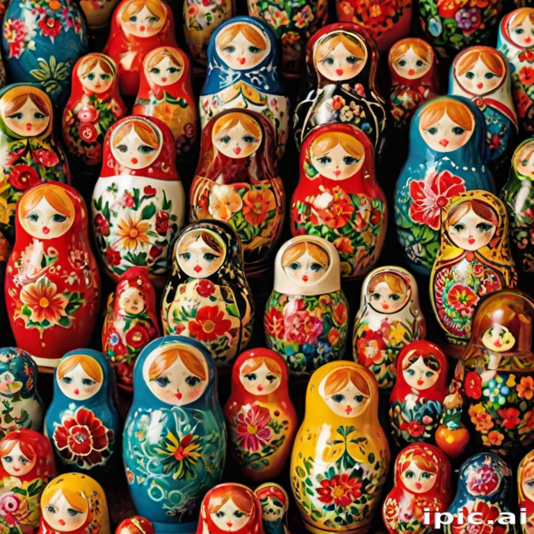 Colorful Collection of Traditional Russian Matryoshka Dolls in Various ...