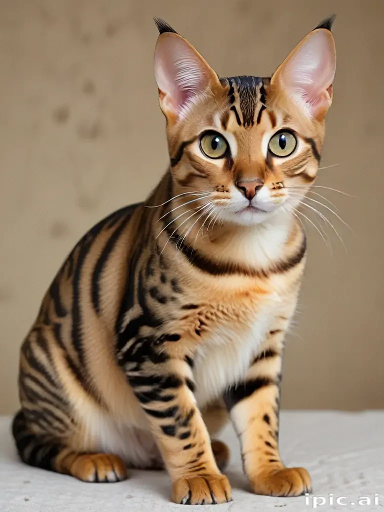 A Stunning Bengal Cat with Striking Patterns and Bright Green Eyes.