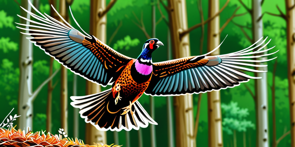 flying pheasant with mouth wide open and a shocked expression forest ...