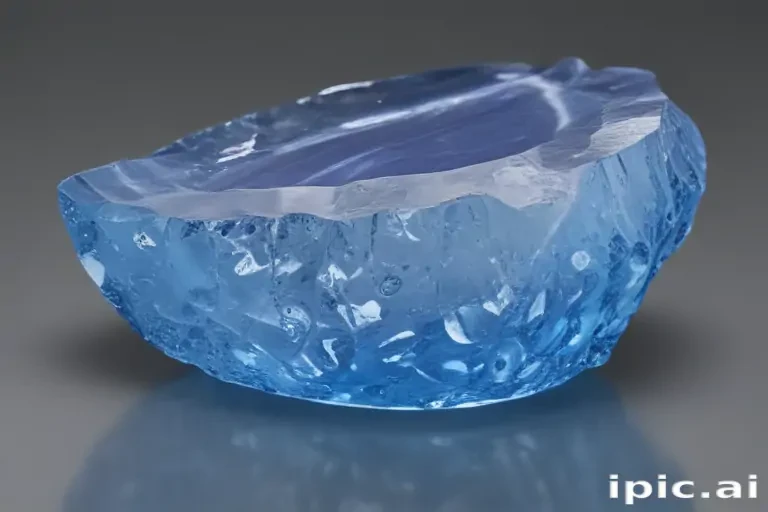 Stunningly Crafted Blue Ice Crystal with Intricate Textures and Reflections