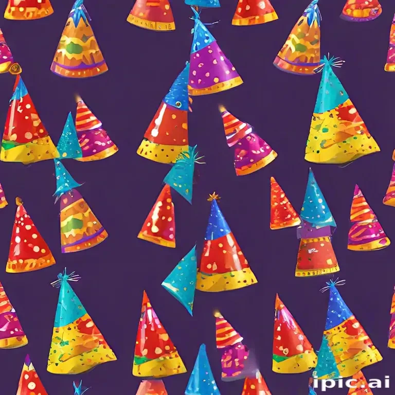 Colorful Party Hats in a Fun and Festive Pattern With Vibrant Designs