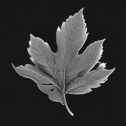 Intricate Silver Leaf Displaying Nature's Beauty Against a Dark Background