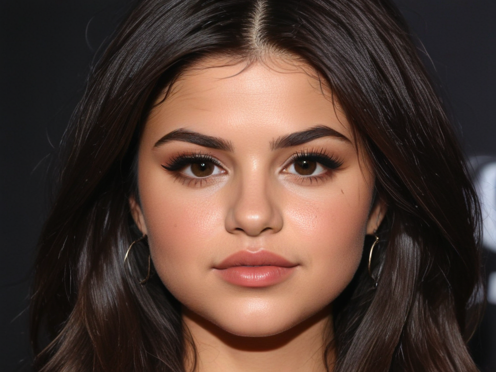 Close-Up Portrait of a Young Woman with Beautiful Features and Makeup