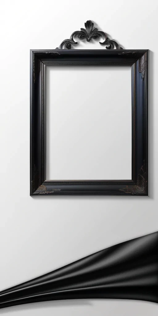 A Beautifully Crafted Black Frame Hanging Against a Minimalist White Wall