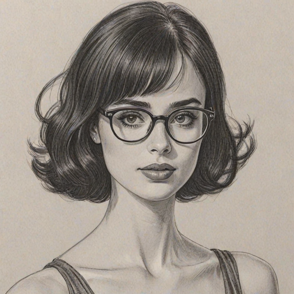 Stunning Portrait of a Young Woman with Elegant Glasses and Stylish Hair