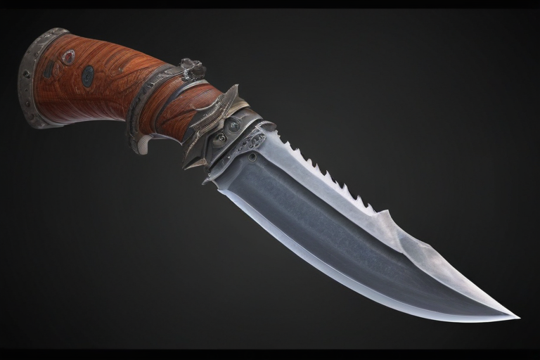 Intricately Designed Knife with a Stunning Blade and Ornate Handle