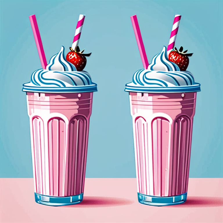 Cute pink and blue milkshake illustration