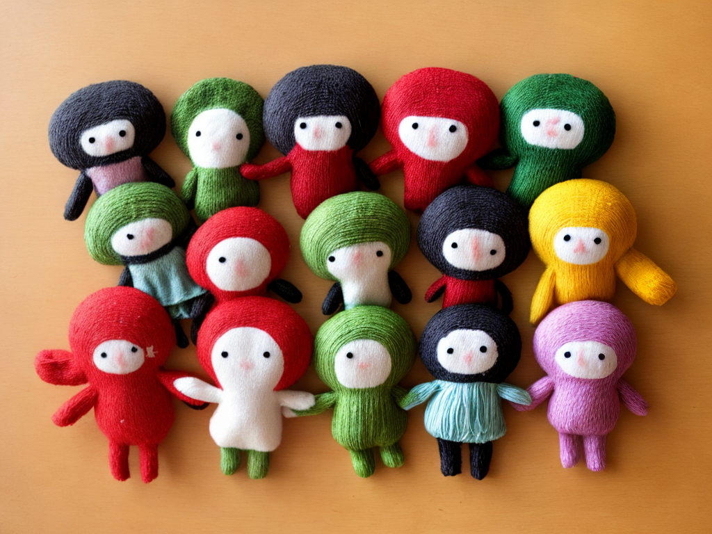 hand-sewn fabric microbe dolls featuring odd number of eyes and limbs