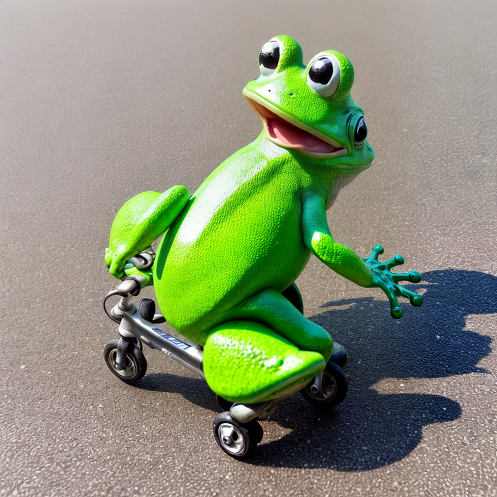 cute frog riding a bicycle