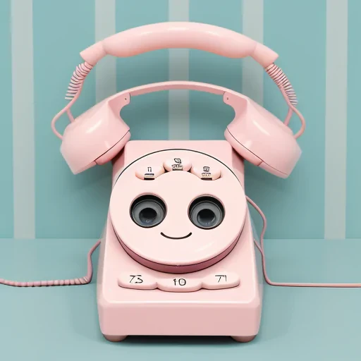Whimsical Pink Telephone with Playful Eyes and a Cheerful Smile