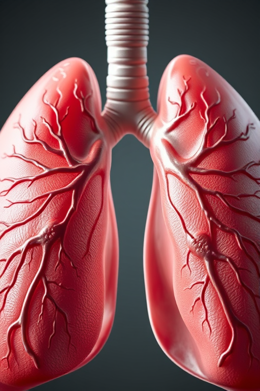 Create a highly detailed illustration of human lungs with intricate ...