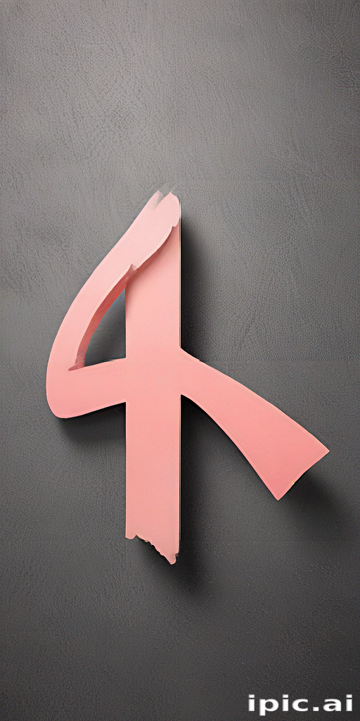 Stylized Number Four in Soft Pink Against a Dark Textured Background
