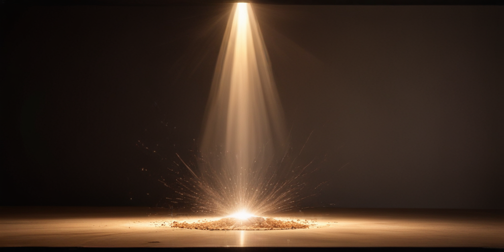 Radiant Beam of Light Emanating from a Sparkling Ground Surface