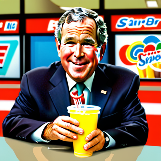 george bush drinking a slurpee