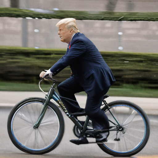 Donald trump riding bicycle