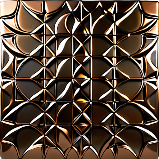Patterned hammered copper panel full front straight on view