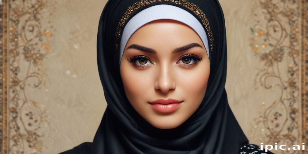 Elegant Portrait of a Woman in Traditional Hijab with Striking Features