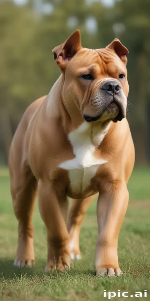 A Strong and Confident Dog Striding Through a Lush Green Park.