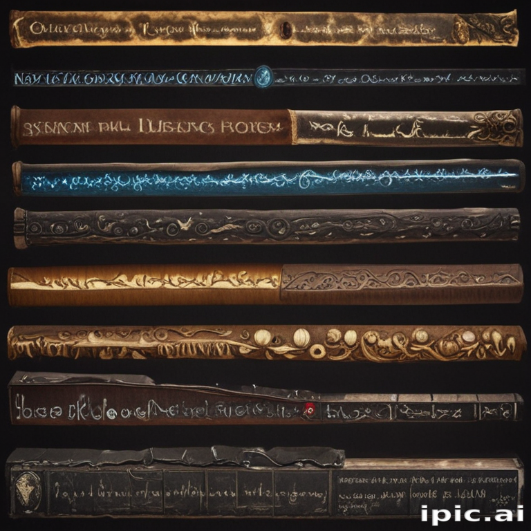 An Artistic Display of Intricate Wand Designs from a Fantasy World