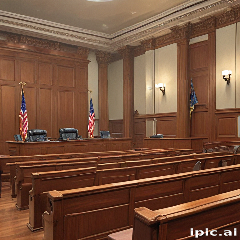 A Traditional Courtroom Setting with Wooden Interiors and American ...