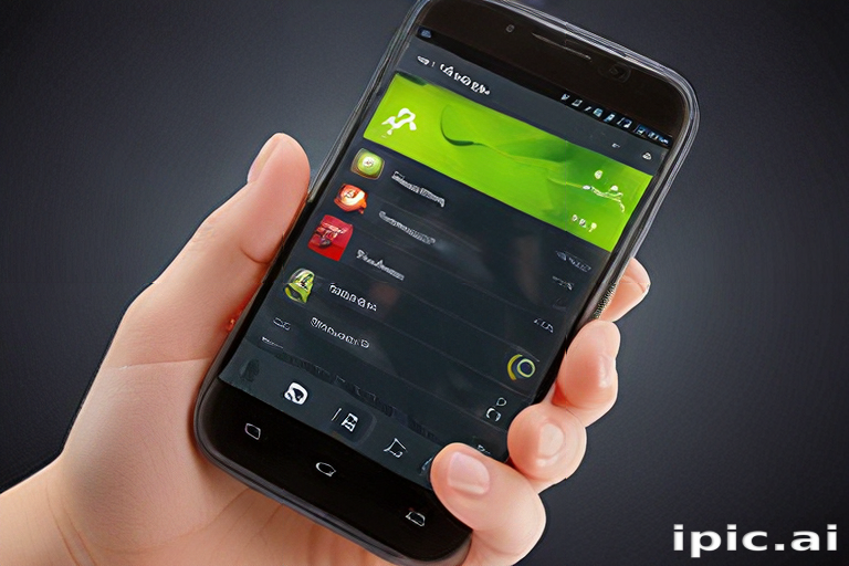 Hand Holding Smartphone Displaying App Interface with Various Features ...