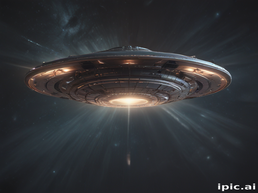 An Enigmatic UFO Descending Through the Cosmic Abyss of Space