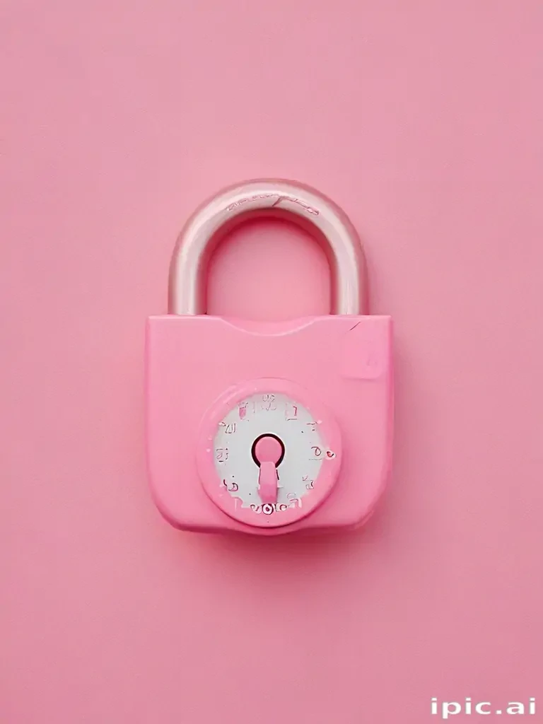 Stylish Pink Padlock on a Soft Pink Background for Security and Protection
