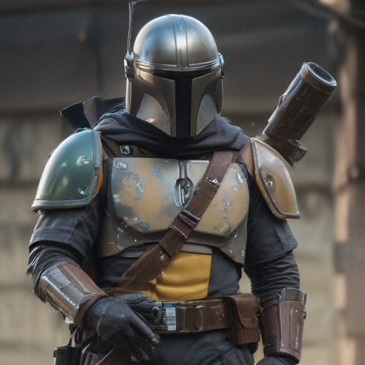 an original, mandalorian bounty hunter who has cyan color helmet and ...