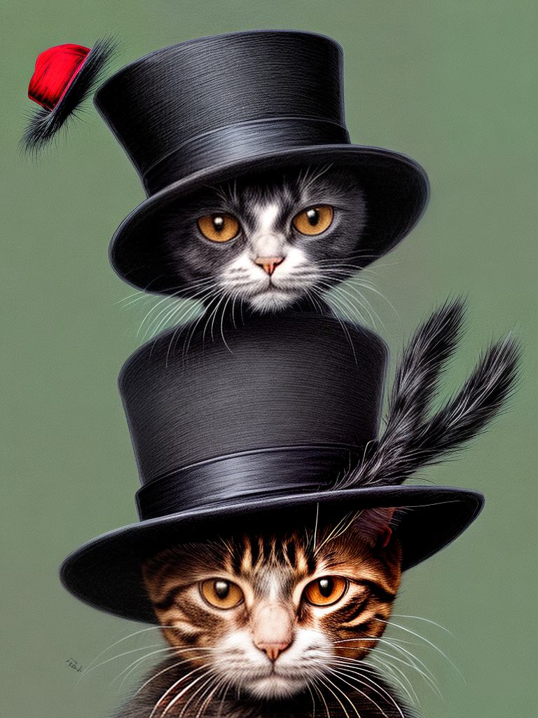 scary cat with hat