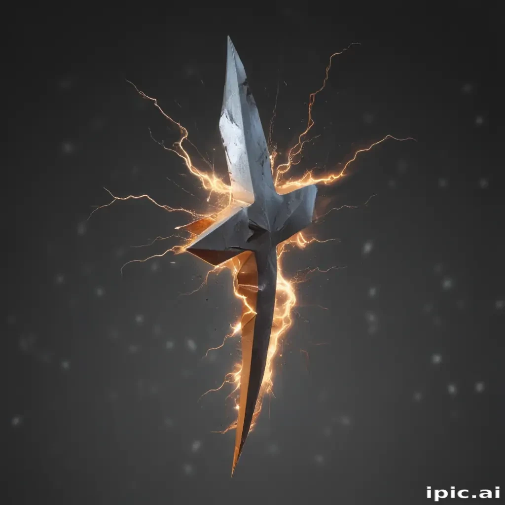 Dynamic Metallic Sword Surrounded by Electric Sparks and Glowing Energy