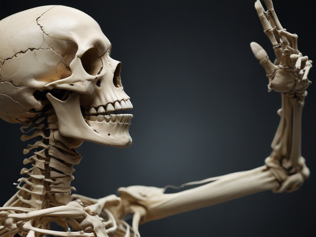 Artistic Representation of a Skeleton Gesturing in a Playful Manner