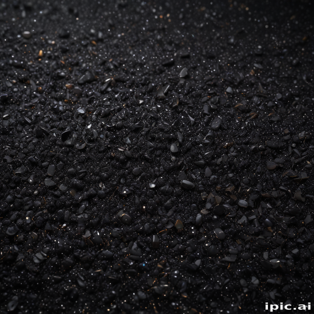 Close-Up View of Shimmering Black Crystals on a Dark Surface