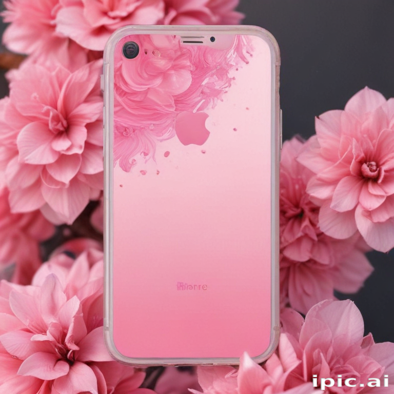 Elegant Pink Floral Design on a Stylish Smartphone Surrounded by Blossoms