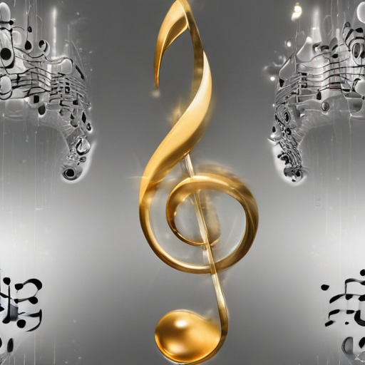 Elegant Golden Treble Clef Surrounded by Musical Notes and Melodies