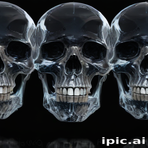 Three Intricately Designed Transparent Skulls Displayed Against a Dark ...