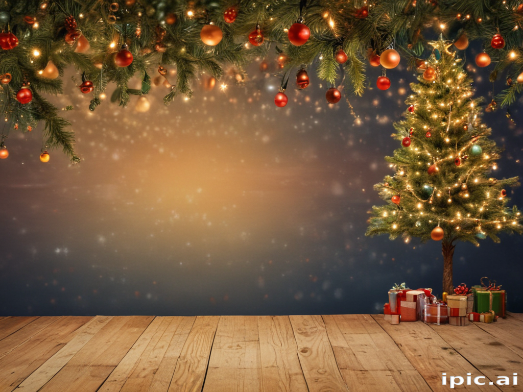 Festive Christmas Scene with a Decorated Tree and Gifts Underneath