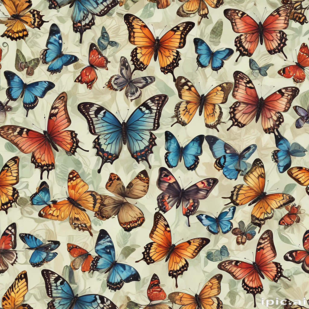 A Colorful Collection of Diverse Butterflies Against a Soft Background.